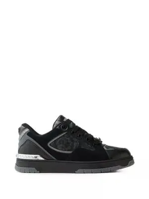 Versace Biggie Basket Leather And Jacquard Canvas Sneakers