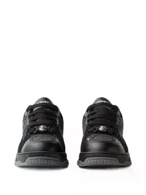 Versace Biggie Basket Leather And Jacquard Canvas Sneakers