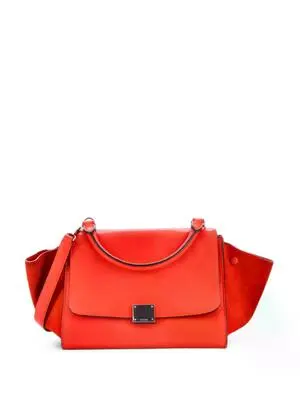 Celine Tricolor Trapeze Bag Leather Small Satchel - Red