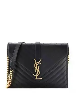 Saint Laurent Classic Monogram Envelope Chain Bag Matelasse Chevron Leather Shoulder Bag