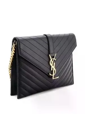 Saint Laurent Classic Monogram Envelope Chain Bag Matelasse Chevron Leather Shoulder Bag