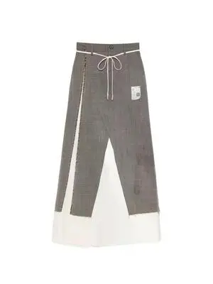 Mihara Yasuhiro Layered Frayed Skirt - Brown