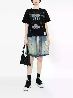 Mihara Yasuhiro Patch-detail Frayed-hem Shorts