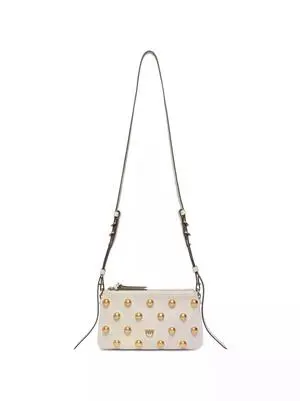 Pinko Stud-embellished Leather Shoulder Bag - Neutrals