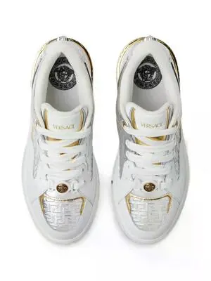 Versace Biggie Basket Leather & Metallic-nappa Trainers