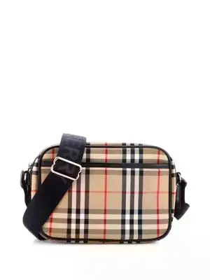 Burberry Front Pocket Vintage Check Canvas Crossbody Bag