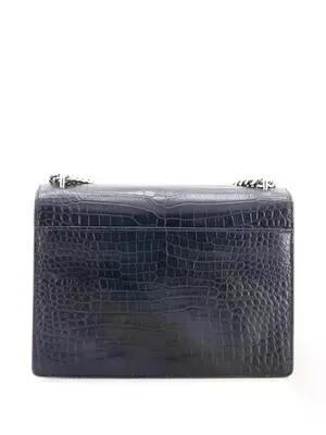 Saint Laurent Sunset Crocodile Embossed Leather Medium Crossbody Bag