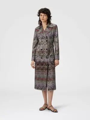 Missoni Long Double-breasted Trench Coat With Wavy Zigzag Pattern