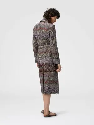 Missoni Long Double-breasted Trench Coat With Wavy Zigzag Pattern