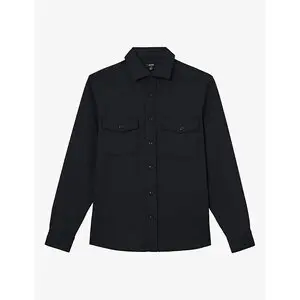 REISS Mcshane Patch-pocket Wool-blend Shirt - Navy