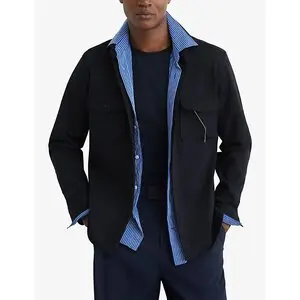 REISS Mcshane Patch-pocket Wool-blend Shirt - Navy