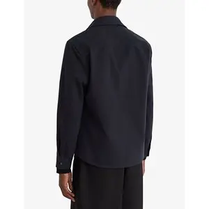 REISS Astra Flap-pocket Cotton-twill Shirt - Navy