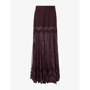 Zimmermann Valiant Sheer-panel Silk Maxi Skirt - Chocolate