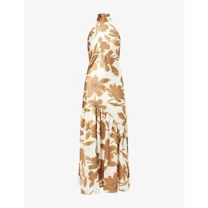 PRETTY LAVISH Avery Halterneck Satin Maxi Dress