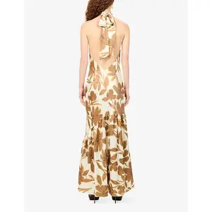 PRETTY LAVISH Avery Halterneck Satin Maxi Dress