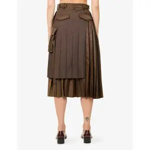 Sacai Double-layered Pleated Midi Skirt