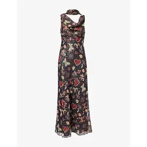 NEVER FULLY DRESSED Astra Sophie Printed Woven Maxi Dress - Black