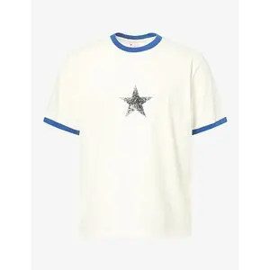 TWOJEYS Single Star Two-tone Graphic Cotton-jersey T-shirt