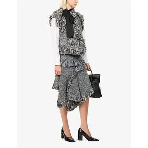 Sacai Tweed Asymmetric Midi Skirt