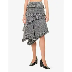 Sacai Tweed Asymmetric Midi Skirt