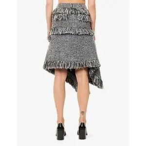 Sacai Tweed Asymmetric Midi Skirt