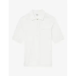 REISS Selkirk Patch-pocket Cotton-knit Polo Shirt - White