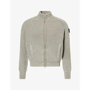 Stone Island Mineral-dyed Full-zip Cotton Knit Jumper