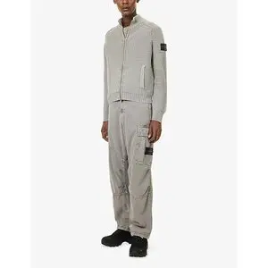 Stone Island Mineral-dyed Full-zip Cotton Knit Jumper