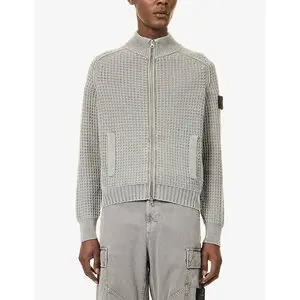 Stone Island Mineral-dyed Full-zip Cotton Knit Jumper