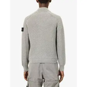 Stone Island Mineral-dyed Full-zip Cotton Knit Jumper