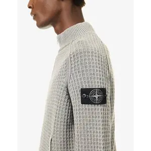 Stone Island Mineral-dyed Full-zip Cotton Knit Jumper