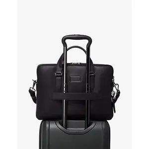 Tumi Harrison Sycamore Slim Leather Briefcase Bag - Black Bombe