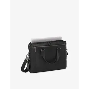 Tumi Harrison Sycamore Slim Leather Briefcase Bag - Black Bombe