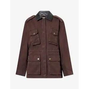Good American Contrast-collar Cotton Field Jacket