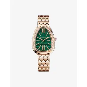 BVLGARI Serpenti Seduttori 18ct Rose-gold And Diamond Automatic Watch - Green