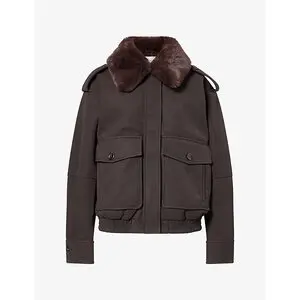 Good American Faux-leather Bomber Jacket - Espresso