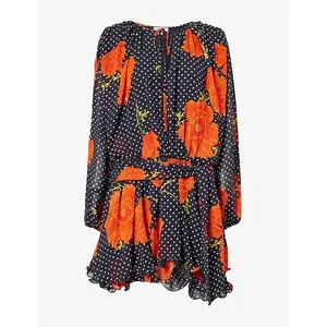 NEVER FULLY DRESSED Ella Poppy-print Woven Mini Dress