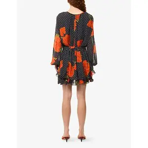 NEVER FULLY DRESSED Ella Poppy-print Woven Mini Dress