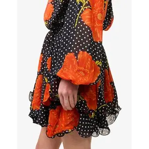 NEVER FULLY DRESSED Ella Poppy-print Woven Mini Dress