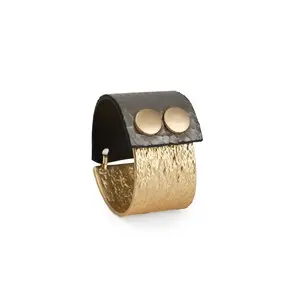 Saachi Textured Leather Bracelet - Grey