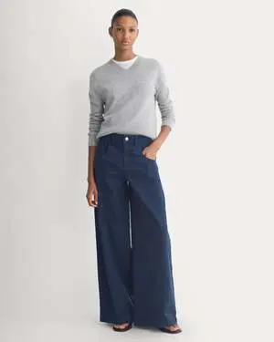 Everlane Utility Seamed Wide-leg Pant - Navy