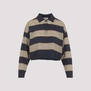 Brunello Cucinelli Wool Cashmere Silk Knit Polo - Blue