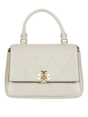 Tory Burch Quilted Top Handle Chain Wallet - Beige