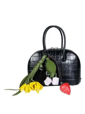 SELF-PORTRAIT Croco-embossed Leather Toast Mini Handbag - Nero