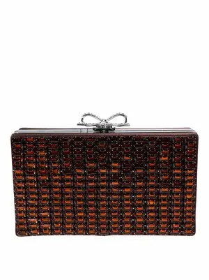 SELF-PORTRAIT Chainmail Mini Clutch Bag - Marrone