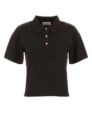 Isabel Marant Étoile Althea Polo Shirt In Cotton-wool Blend - Brown