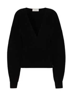 Sportmax Ribbed V-neck Sweater With Metal Logo