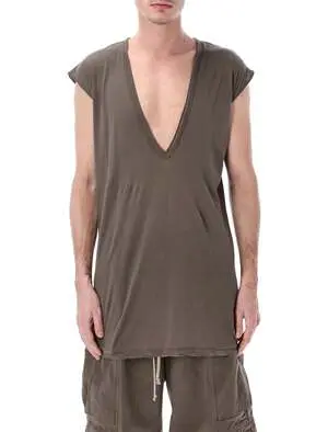 Rick Owens Longline Deep V-neck Sleeveless T-shirt - Dust