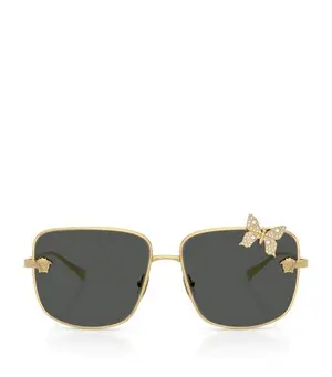 Versace Ve2282 Square Butterfly Sunglasses - Gold