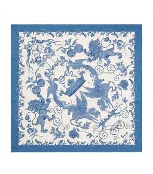 Harrods Silk Menagerie Scarf - Blue